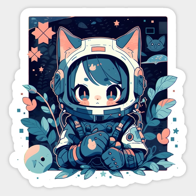 Cute Anime Space Cat Girl Anime Girl Sticker Teepublic